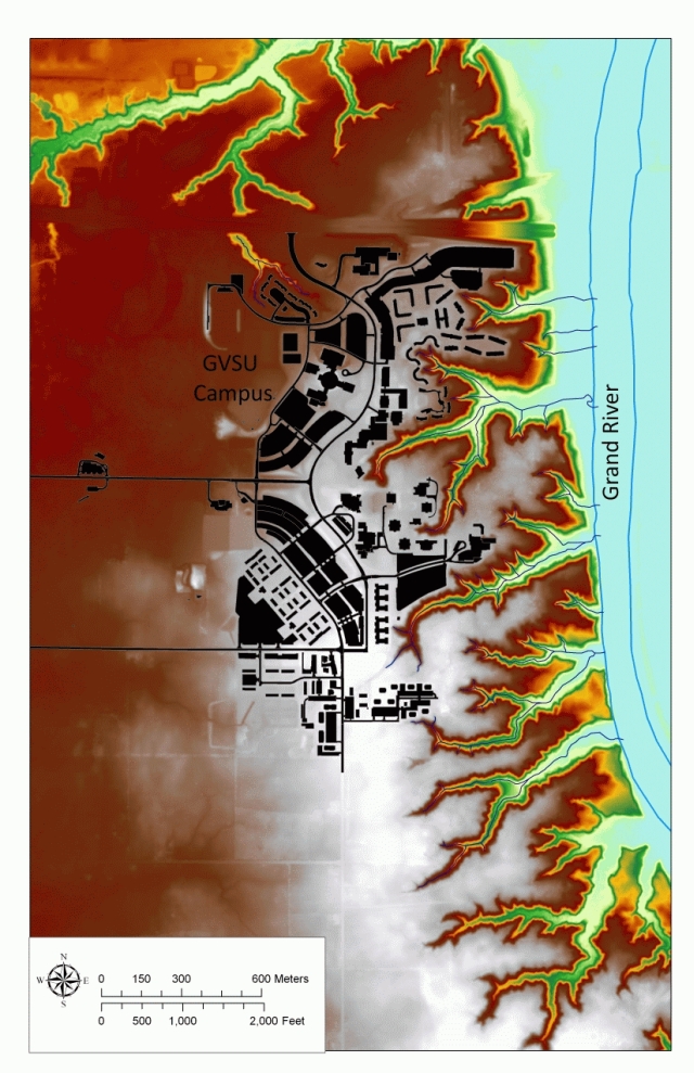 Shaded Relief Map of GVSU - GVSU Stormwater Initiative - Grand Valley ...